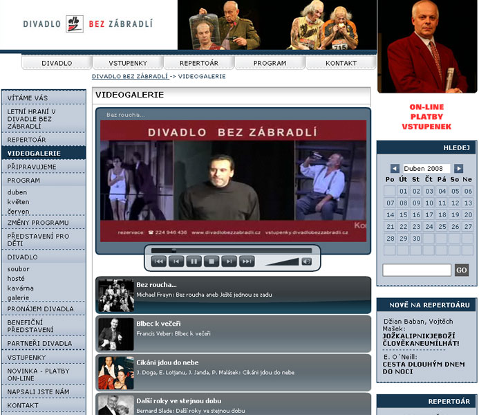 Divadlo Bez zábradlí redesign - CZECH MULTIMEDIA INTERACTIVE